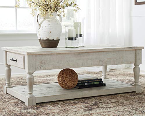 Signature Design by Ashley Shawnalore Rectangular Rustic Cocktail Table, Whitewash