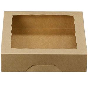 one more 10inch natural kraft bakery pie boxes with pvc windows,large cookie box 10x10x2.5inch 12 of pack (brown,12)