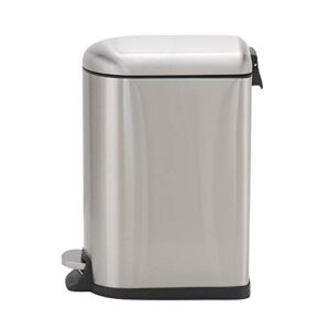 Design Trend Oval Slim Stainless Steel Step Trash Can with Soft Close Lid | 10 Liter / 2.6 Gallon, Silver