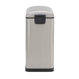 Design Trend Oval Slim Stainless Steel Step Trash Can with Soft Close Lid | 10 Liter / 2.6 Gallon, Silver