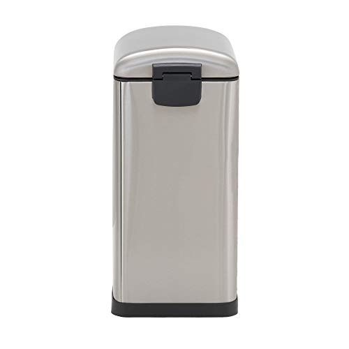 Design Trend Oval Slim Stainless Steel Step Trash Can with Soft Close Lid | 10 Liter / 2.6 Gallon, Silver