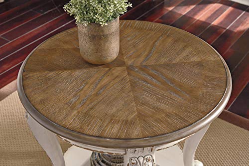 Signature Design by Ashley Realyn French Country Two Tone Round End Table, Chipped White