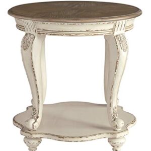 Signature Design by Ashley Realyn French Country Two Tone Round End Table, Chipped White