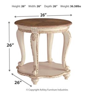 Signature Design by Ashley Realyn French Country Two Tone Round End Table, Chipped White