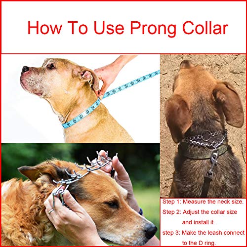 Aheasoun Prong Collar for Dogs, Choke Collar for Dogs, Pinch Collar for Large Medium and Small Dogs, Stainless Steel Adjustable with Comfort Rubber Tips, Safe and Effective (Large, 4.0mm, 23.6-Inch)