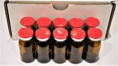 JL 20ml Molded Sterile Amber Vials with Red Flip Caps Seals and Durable Glass