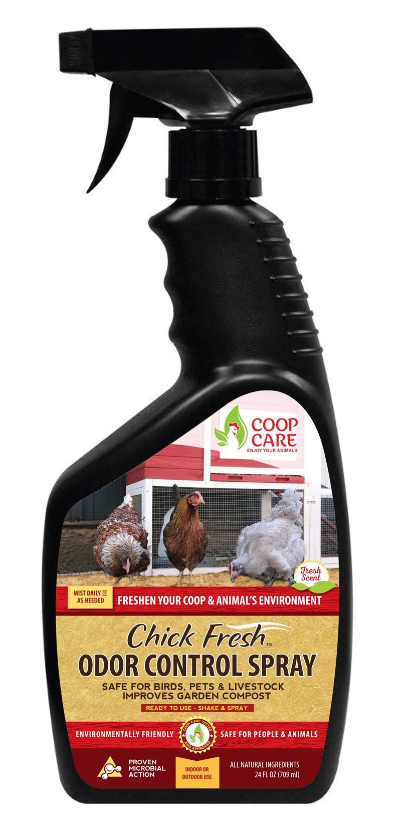 Coop Care Chick Fresh - Odor Control Spray for Backyard Chickens. Eliminator of Chicken Coop & Brooders Odor & Ammonia! 24 oz Poultry Spray Bottle Poultry Supplies from