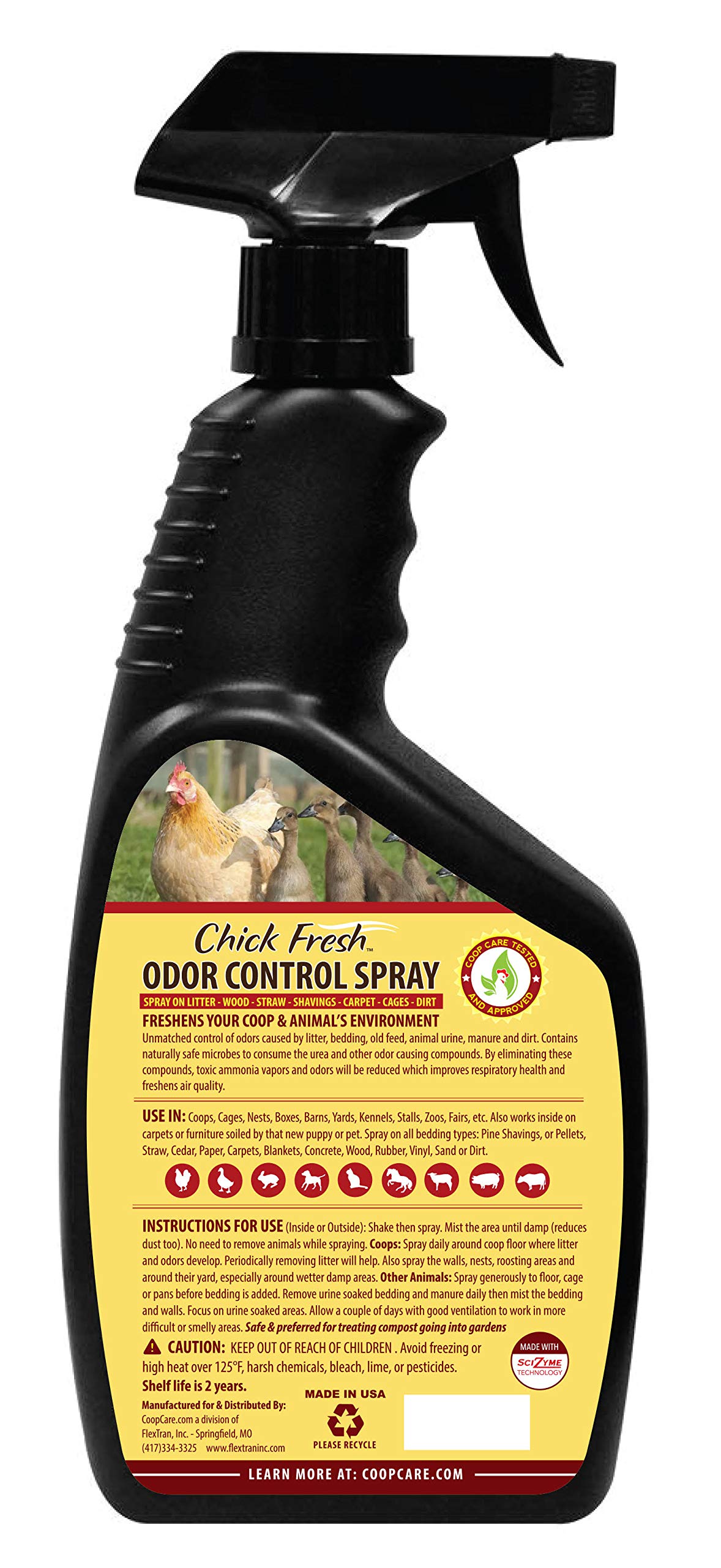 Coop Care Chick Fresh - Odor Control Spray for Backyard Chickens. Eliminator of Chicken Coop & Brooders Odor & Ammonia! 24 oz Poultry Spray Bottle Poultry Supplies from