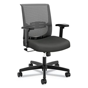 hon convergence mid-back task chair, swivel-tilt, supports up to 275 lb, 16.5" to 21" seat height, iron ore seat, black back/base