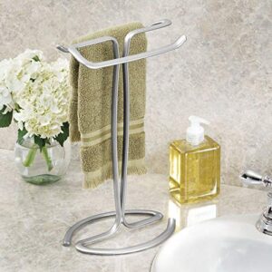 mDesign Metal Countertop Hand Towel Holder - Double-Sided Stand for Bathroom and Vanity Hand Towels and Small Guest Towels - Counter Towel Holder for Bathroom - Spira Collection, Chrome