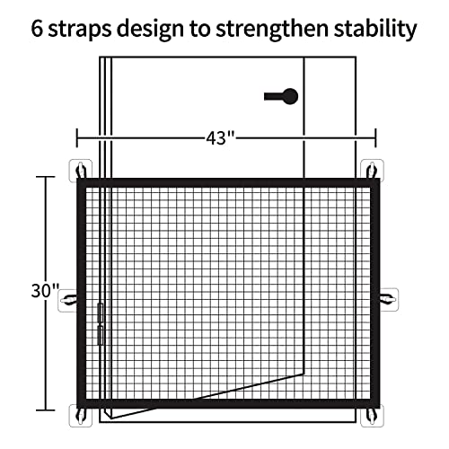 NWK 43'' X 30'' Magic Pet Gate Baby Gate for The House Stairs Providing a Safe Enclosure for Pets to Play and Rest, 6 Straps Design, 9 Hooks