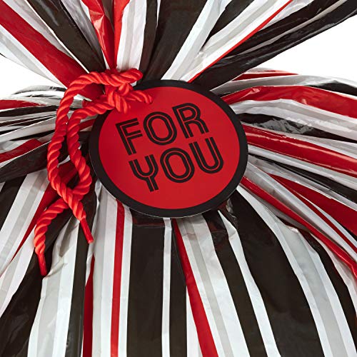 Hallmark 56" Oversized All-Occasion Plastic Gift Bag (Red, Silver and Black Stripes, For You) for Birthdays, Father's Day, Valentines Day, Christmas and More