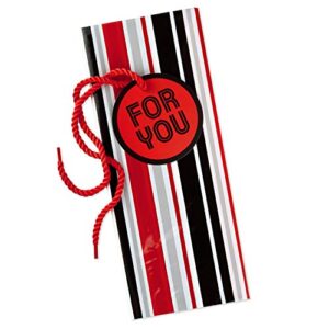 Hallmark 56" Oversized All-Occasion Plastic Gift Bag (Red, Silver and Black Stripes, For You) for Birthdays, Father's Day, Valentines Day, Christmas and More