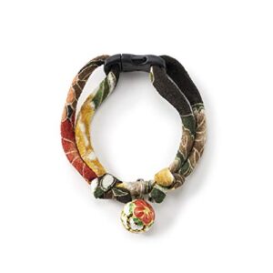 chirimen plum blossom cat collar (green)