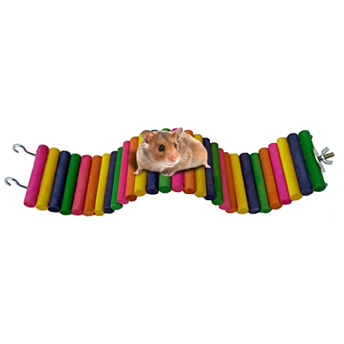 Hamster Suspension Bridge,Wooden Pet Ladder,Hamster Bendable Ladder Cage Accessories for Dwarf Hamster Mouse Gerbil Chinchilla Chipmunk Guinea Pig