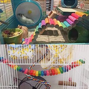 Hamster Suspension Bridge,Wooden Pet Ladder,Hamster Bendable Ladder Cage Accessories for Dwarf Hamster Mouse Gerbil Chinchilla Chipmunk Guinea Pig