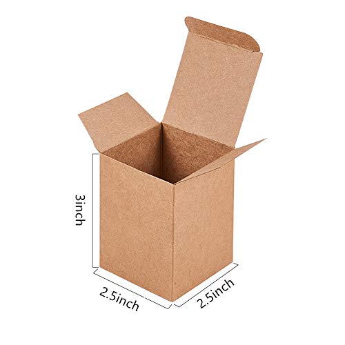 BENECREAT 60PCS Gift Boxes Brown Paper Boxes Party Favor Boxes 2.5 x 2.5 x 3 Inches with Lids for Gift Wrapping, Wedding Party Favors