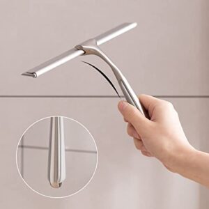 Shower Squeegee for Shower Doors 10 Inch Bathroom Squeegee for Windows,Kitchen,Mirror and Car Glass, Stainless Steel