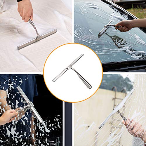 Shower Squeegee for Shower Doors 10 Inch Bathroom Squeegee for Windows,Kitchen,Mirror and Car Glass, Stainless Steel