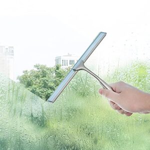 Shower Squeegee for Shower Doors 10 Inch Bathroom Squeegee for Windows,Kitchen,Mirror and Car Glass, Stainless Steel