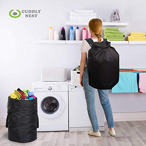 Cuddly Nest Oxford Laundry Bag 2 in 1 - Durable Laundry Backpack with Adjustable Shoulder Strap for College Dorm Apartment Travel(M, Grey)