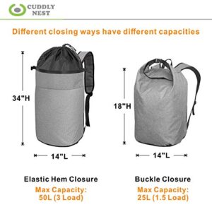 Cuddly Nest Oxford Laundry Bag 2 in 1 - Durable Laundry Backpack with Adjustable Shoulder Strap for College Dorm Apartment Travel(M, Grey)