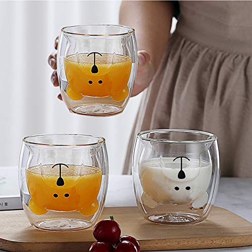 Amyhome Cute Mugs Bear Coffee Cup Double Wall Insulated Glass, Espresso Cup, Tea Cup, Milk Cup, Best gift for Children and Adults