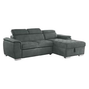 homelegance ferriday 98" x 66" sectional sleeper with storage, gray