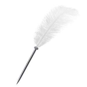 rgontar feather pen black ink ballpoint pen wedding signing pen for wedding bridal(white)