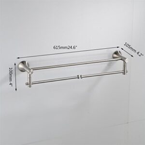 Nickel Brushed Bathroom Folding Wall Mounted Bathroom Towel Rail Holder Storage Rack Shelf Bar Hanger Double Handles Towel Rack