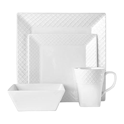 Mikasa White Trellis Square Dinnerware set, 16-piece