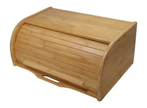 large bread box bread basket wooden box storage boxes kitchen counter organizer wooden storage box bread storage. roll top breadbox. bread boxes for kitchen countertop. bamboo wooden boxes. (natural)