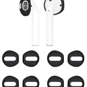 IiEXCEL (Fit in Case) 4 Pairs Replacement Super Thin Slim Silicone Earbuds Ear Tips and Covers Skin Accessories for Apple AirPods or EarPods Headphones (Fit in Charging Case) (Black)