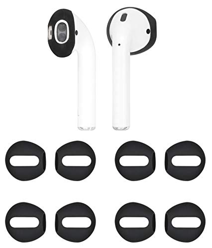 IiEXCEL (Fit in Case) 4 Pairs Replacement Super Thin Slim Silicone Earbuds Ear Tips and Covers Skin Accessories for Apple AirPods or EarPods Headphones (Fit in Charging Case) (Black)