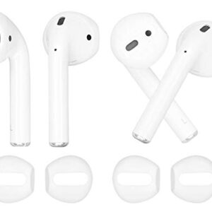 IiEXCEL ( Fit in Case ) 4 Pairs Replacement Super Thin Slim Silicone Earbuds Ear Tips and Covers Skin Accessories for Apple AirPods or EarPods Headphones ( Fit in Charging Case ) ( Black White )