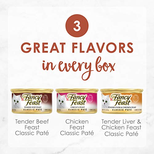 Purina Fancy Feast Pate Wet Cat Food Variety Pack, Classic Collection Chicken & Beef - (24) 3 oz. Pull-Top Cans