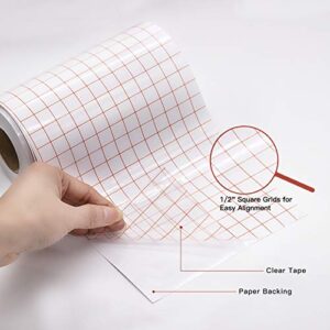 Clear Vinyl Transfer Paper Tape Roll 6" x 50 Feet Clear w/Red Alignment Grid - Application Transfer Tape Perfect for Self Adhesive Vinyl for Signs Stickers Decals Walls Doors & Windows