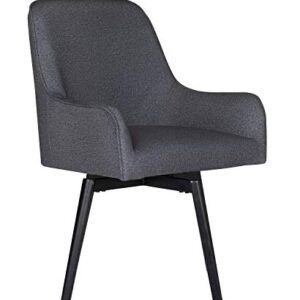 Studio Designs Home Contemporary Spire Luxe Swivel, Rotating, Upholstered, Accent Dining Arms and Metal Legs in Charcoal Gray Home-Office-Desk-Chairs, 25.5" W x 24" D x 35.5" H