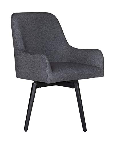 Studio Designs Home Contemporary Spire Luxe Swivel, Rotating, Upholstered, Accent Dining Arms and Metal Legs in Charcoal Gray Home-Office-Desk-Chairs, 25.5" W x 24" D x 35.5" H