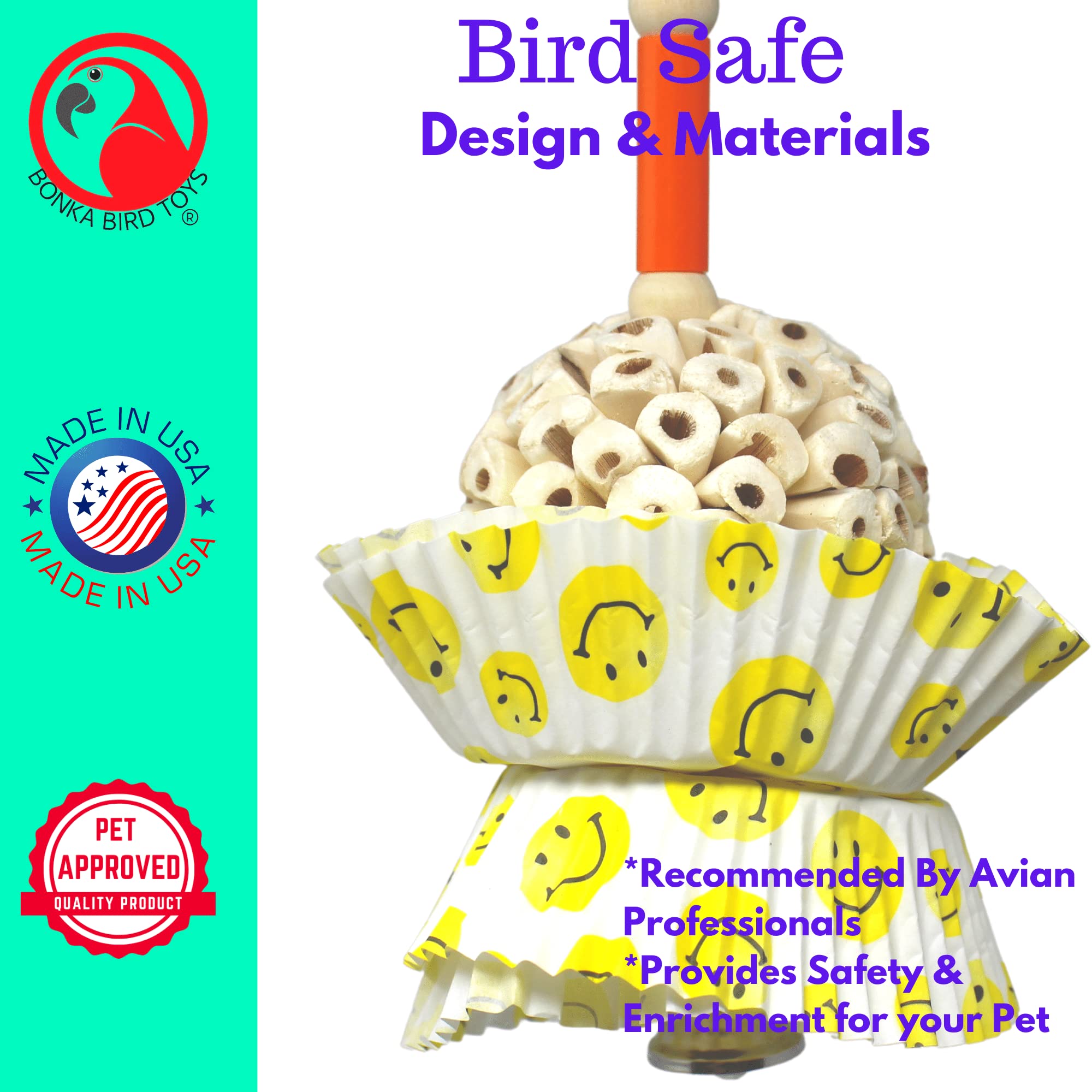 Bonka Bird Toys 1925S Smiley Cup Cake Foraging Parrot cage Cockatiel African Grey