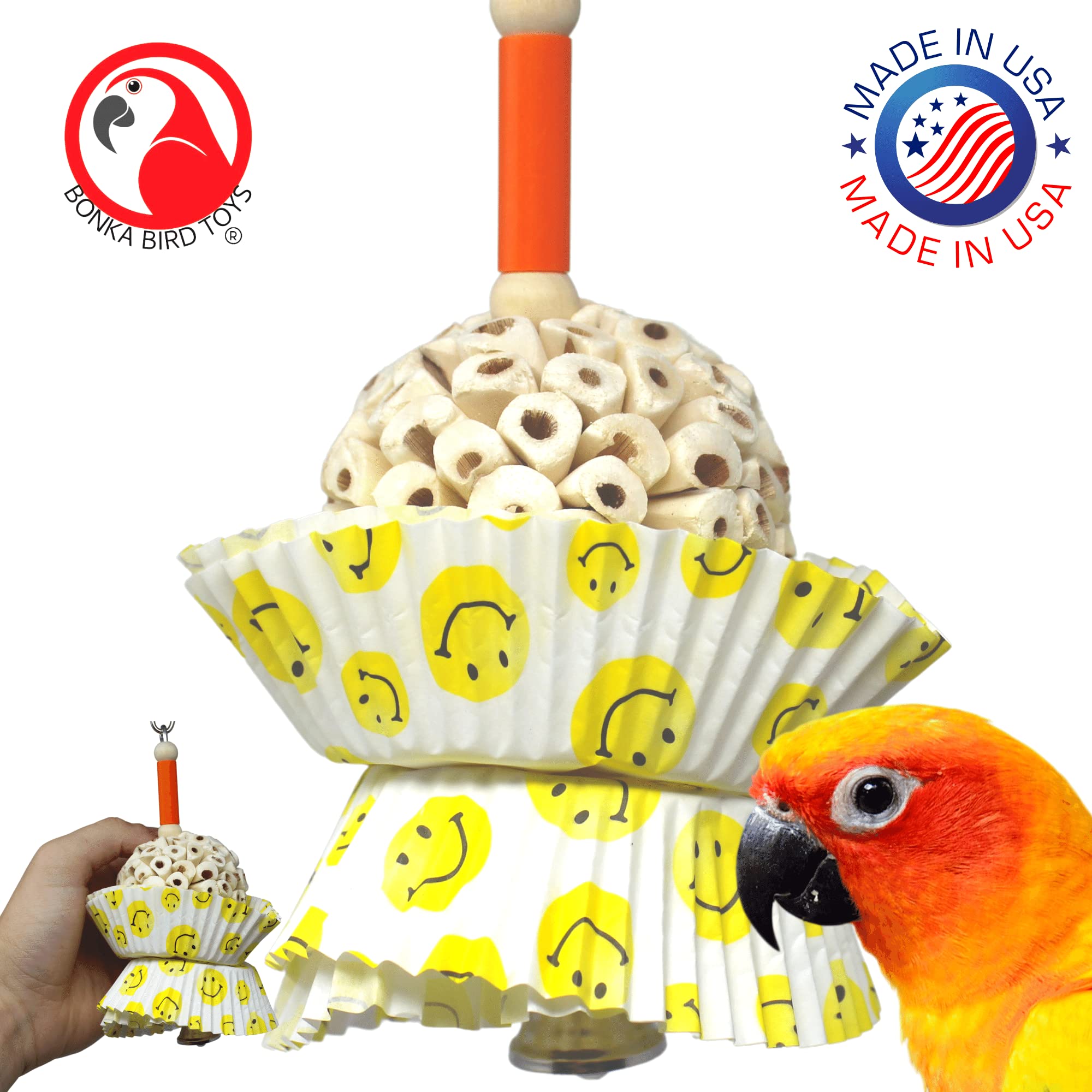 Bonka Bird Toys 1925S Smiley Cup Cake Foraging Parrot cage Cockatiel African Grey