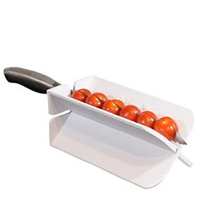 slicex vegetable slicing guide; finger-safe kitchen cutting gadget for cherry tomatoes, grapes, blueberries, nuts and more