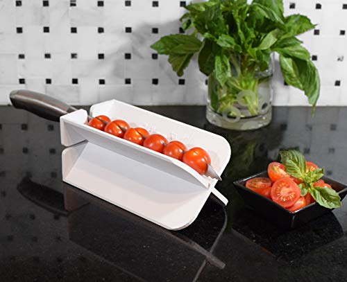 SLICEX Vegetable Slicing Guide; Finger-Safe Kitchen Cutting Gadget for Cherry Tomatoes, Grapes, Blueberries, Nuts and More