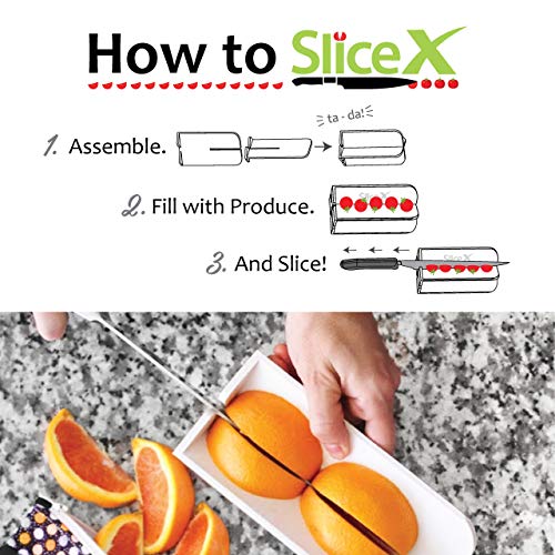 SLICEX Vegetable Slicing Guide; Finger-Safe Kitchen Cutting Gadget for Cherry Tomatoes, Grapes, Blueberries, Nuts and More