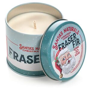 santa's naturals fraser fir christmas candle | fresh cut christmas tree fragrance | sustainably sourced soy and beeswax | 30 hour burn time | 9oz