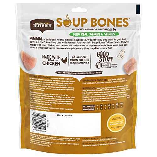 Rachael Ray Nutrish Soup Bones Dog Treats, Chicken & Veggies Flavor, 11 Bones