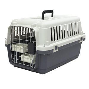 sportpet designs plastic kennels rolling plastic wire door travel dog crate - small - no wheel, tan