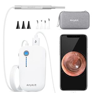 anykit usb otoscope camera for iphone & android, 720p hd visual ear camera with lights, ear scope with ear wax removal tool & storage case, ear endoscope for kids, adults & pets