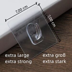 EINFAGOOD Large Traceless Adhesive Hook, Strong Wall Hook, Sticky Hook Suitable for Kitchen, Bathroom, Bedroom, Office (Transparent 10 Pcs)