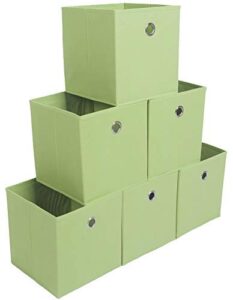 amborido storage cubes foldable drawers office toys room organizer cubby clothes fabric kids bins 6 pack (green)